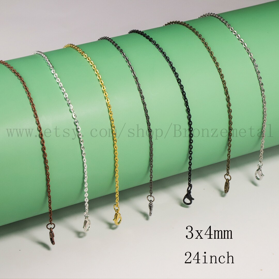 3mm Thick Vintage Oval Chain With Lobster Clasp-oval Plain Chain ...