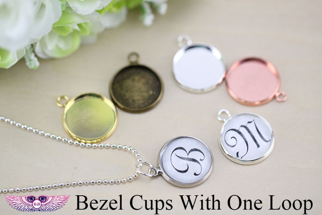 12mm Bezel Setting - Round Bezel Cups With One Connector - Charms ...