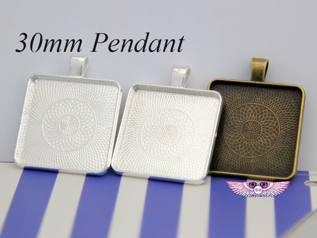 Photo Pendant Trays - Glass Pendant Tray 30mm - Square Bezel Pendant ...