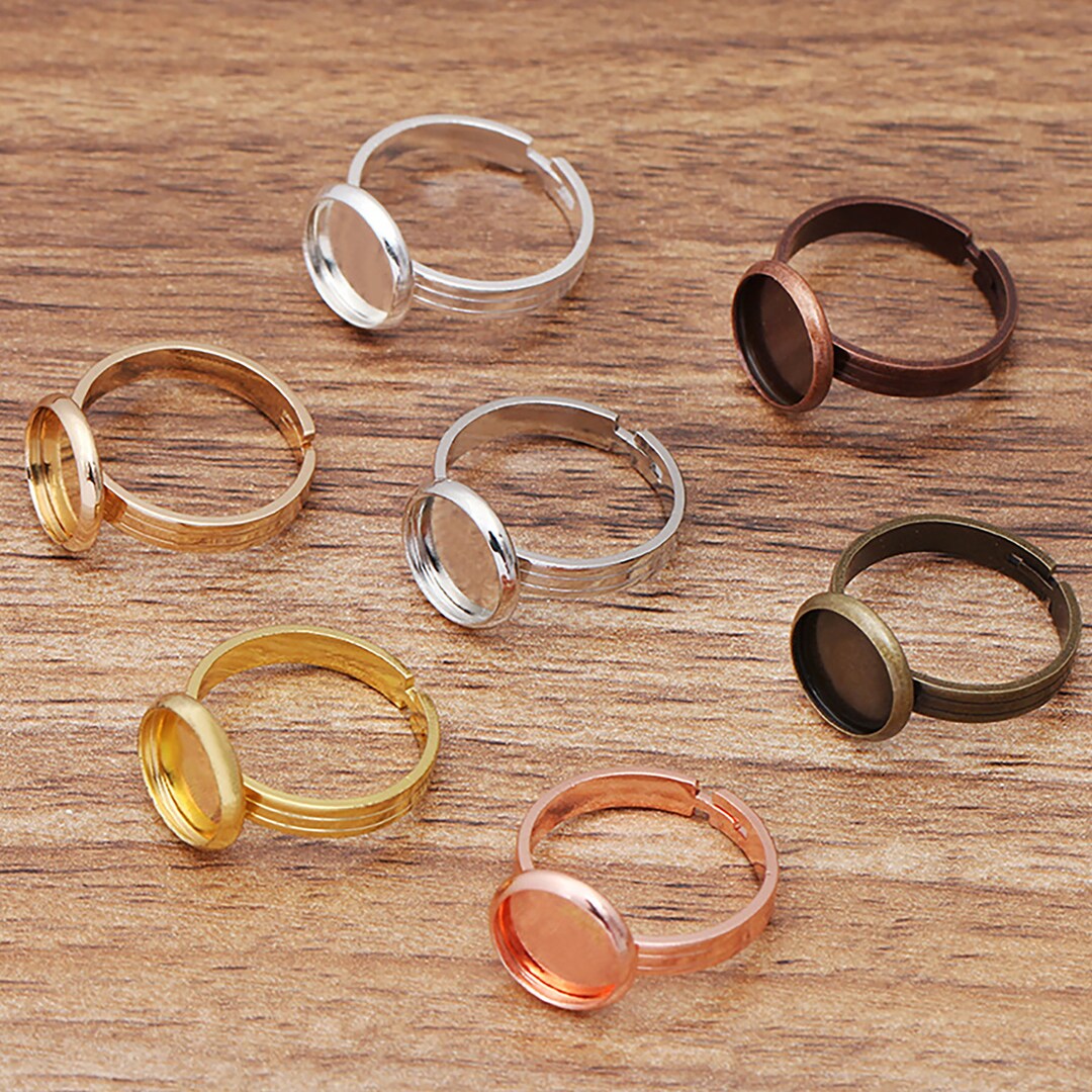 Thick Adjustable Blank Ring Bezel Ring Cabochon Setting Brass Ring ...