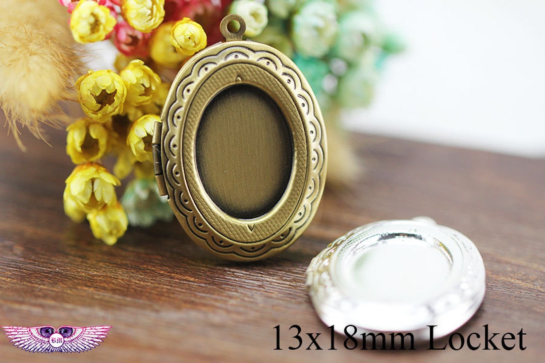 Oval Pendant Locket Tray - 13x18mm Blank Locket Cameo Base Settings ...
