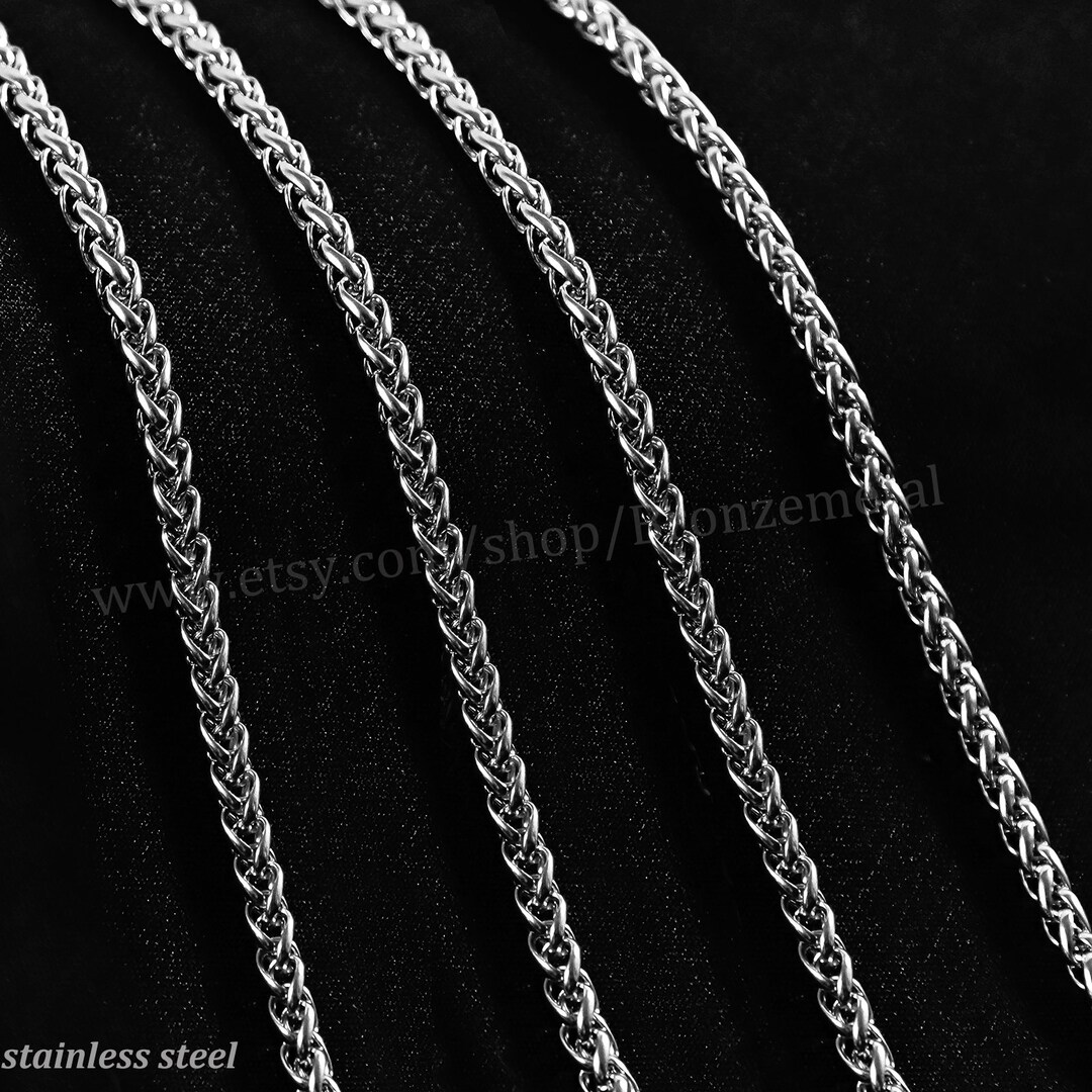 10pack Stainless Steel Wheat Chain Necklace, Round Franco Wheat Chain ...