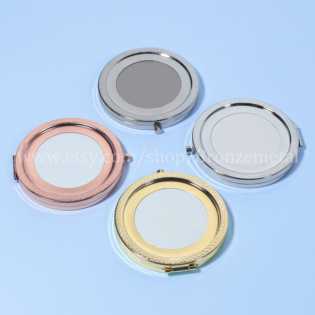 Textured Compact Mirror Blank - Photo Frame Pocket Mirror - Metal Round ...