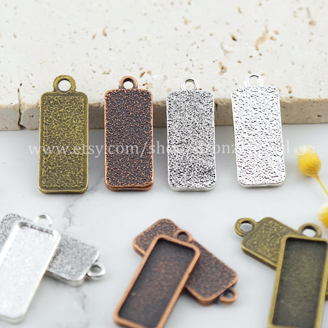 Rectangle Alloy Bezels Links Bezel Links Rectangular Pendant Tray Blank ...