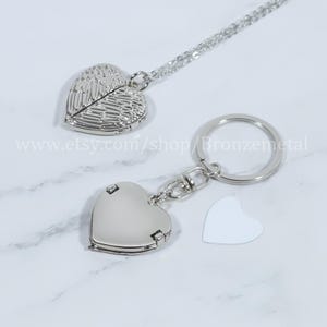 Angel Wings Heart Pendant Locket Necklace - Sublimation Printing Heart ...
