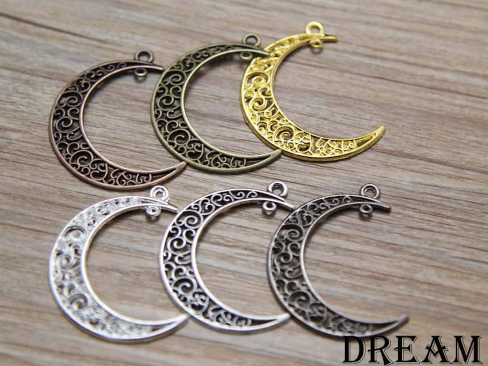 New Moon Bezel Kits, Moon Charm, Moon Pendant, New Moon, Crescent Moon ...