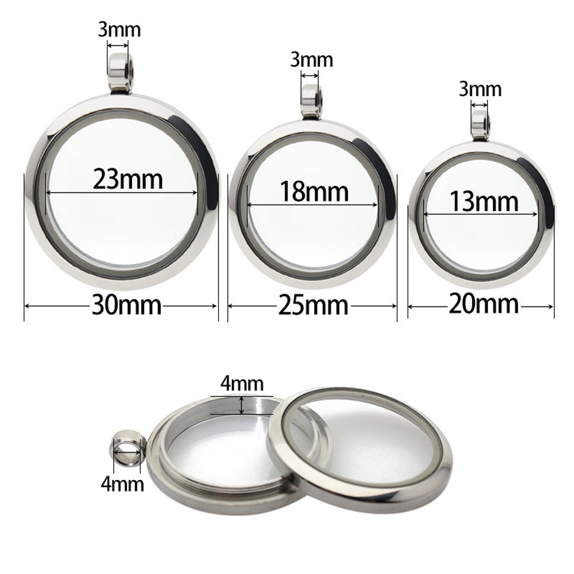 Floating Glass Locket - Memorial Living Locket Pendant - Screw Swivel ...