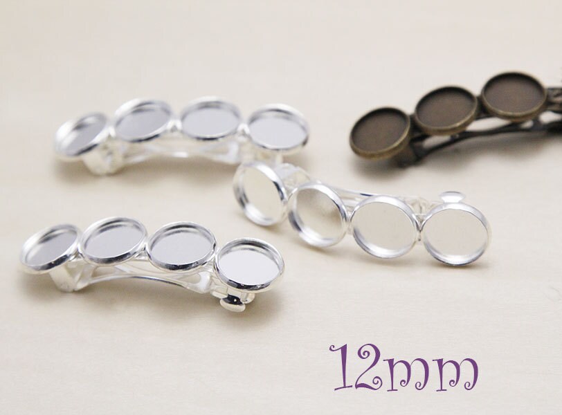 12MM Brass Blank Hair Barrette Round Cameo Mounting 4 Pads - Etsy