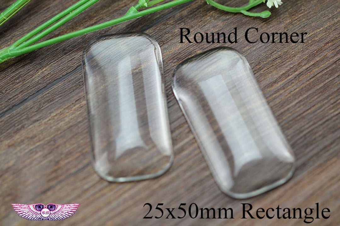Rectangle Glass Domed - 25x50mm 1x2inch Clear Glass Cabochons ...