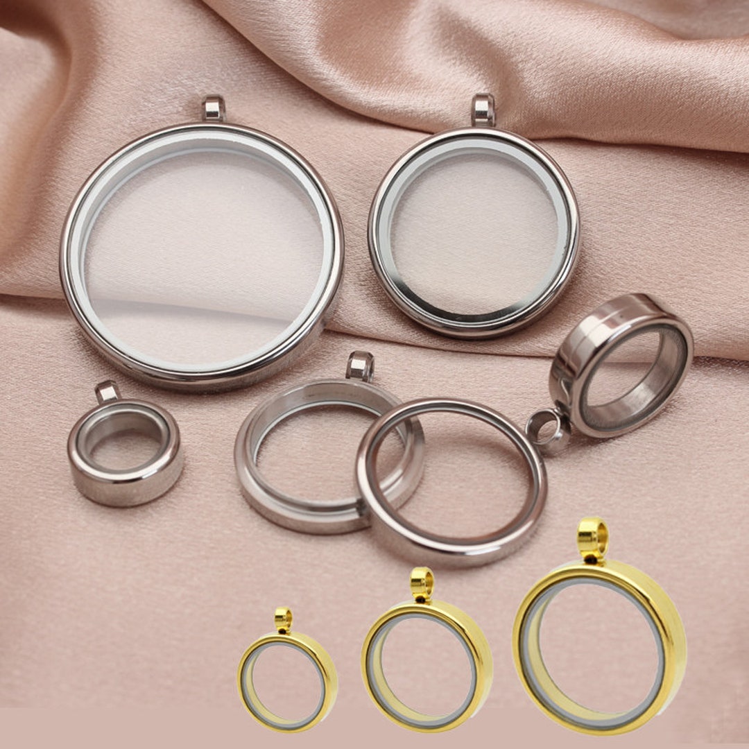 Floating Locket Stainless Steel Glass Locket Living Glass Charm Locket ...