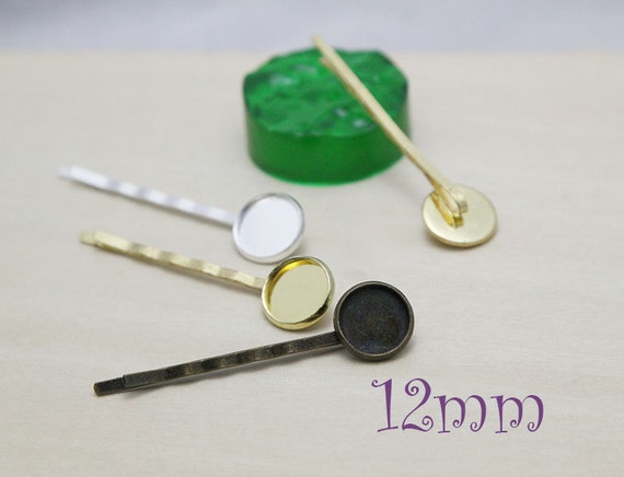 12mm Bezel Bobby Pin multi color Jewelry & Beauty Clasps etna.com.pe