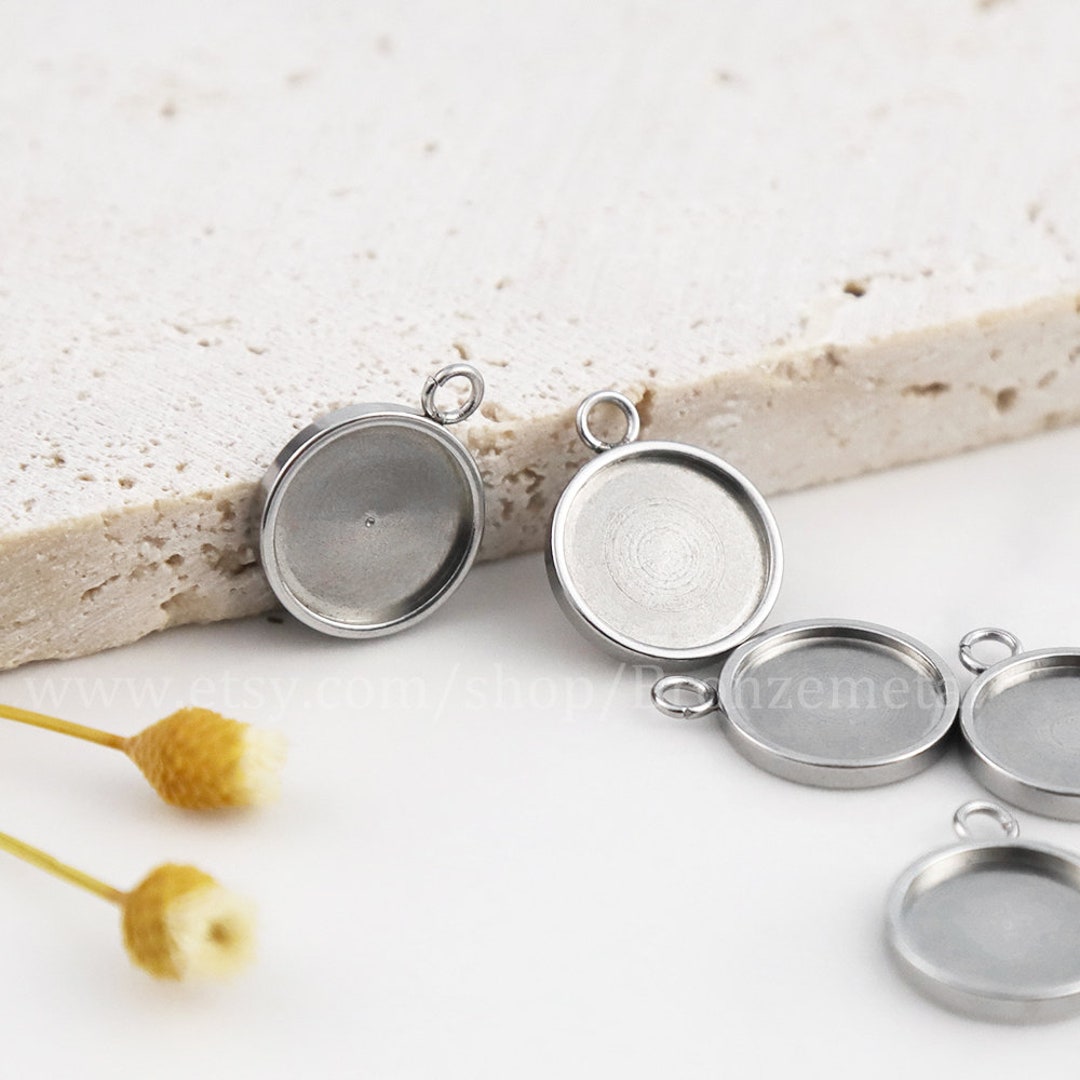 20pcs Bezel Setting - Thick Stainless Steel Bezels - Round Bezel Charms ...