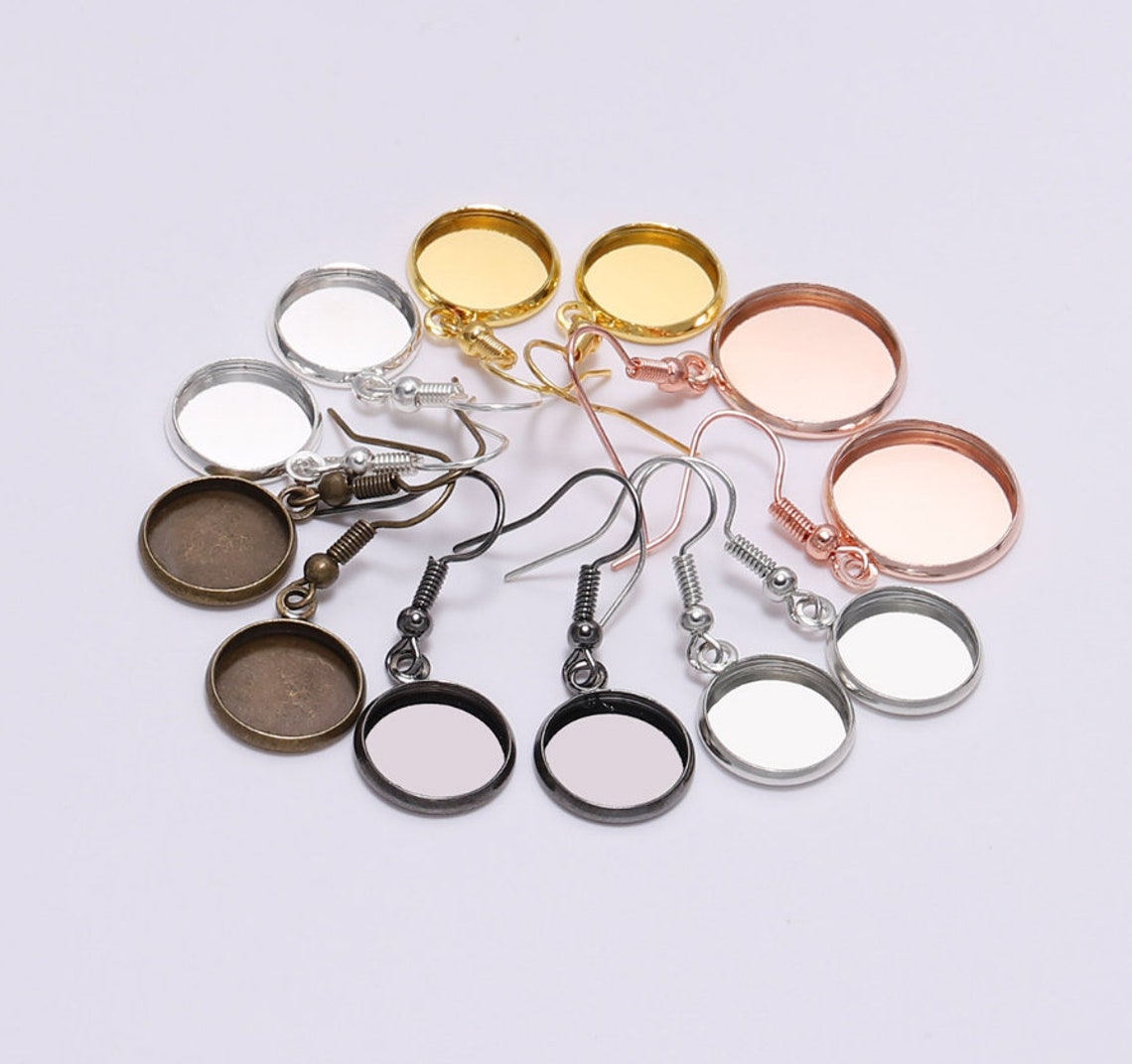 Bezel Earring Kits Handmade Earring Bezel Trays With Coil - Etsy