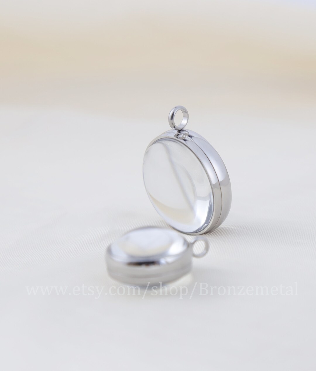 Curved Glass Locket Stainless Steel Pet Ashes Hair Living Memory Locket ...