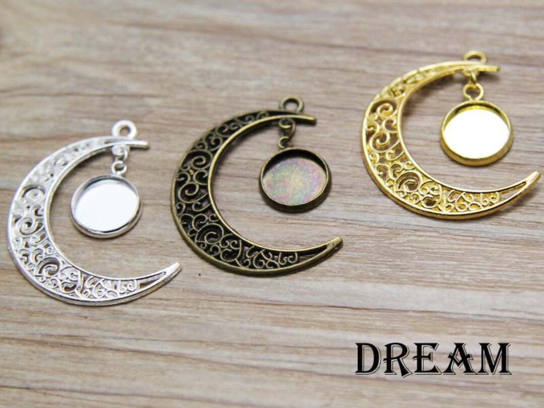 New Moon Bezel Kits, Moon Charm, Moon Pendant, New Moon, Crescent Moon ...