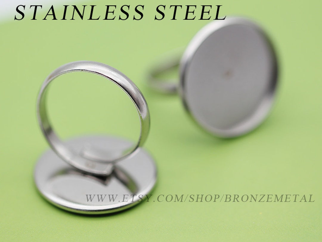 20pack Stainless Steel Finger Ring, Adjustable Ring Blanks, Stainless ...