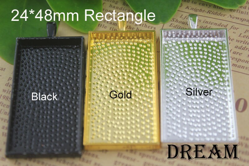 Rectangle Glass Pendant Setting - 24x48mm Blank Bezel Trays - Cabochon ...