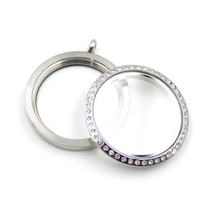 Stainless Steel Floating Rhinestone Glass Locket Living Glass Locket ...