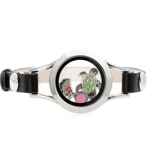 Memory Living Floating Charm Locket Bracelet DIY Leather Strap Bracelet ...