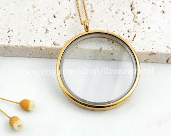 Floating Locket Stainless Steel Glass Locket Living Glass Charm Locket ...