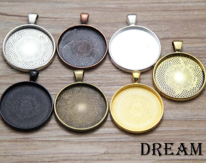 DIY Blank Cabochon Kits Pendant Kits Flower Vintage Pendant Blanks ...