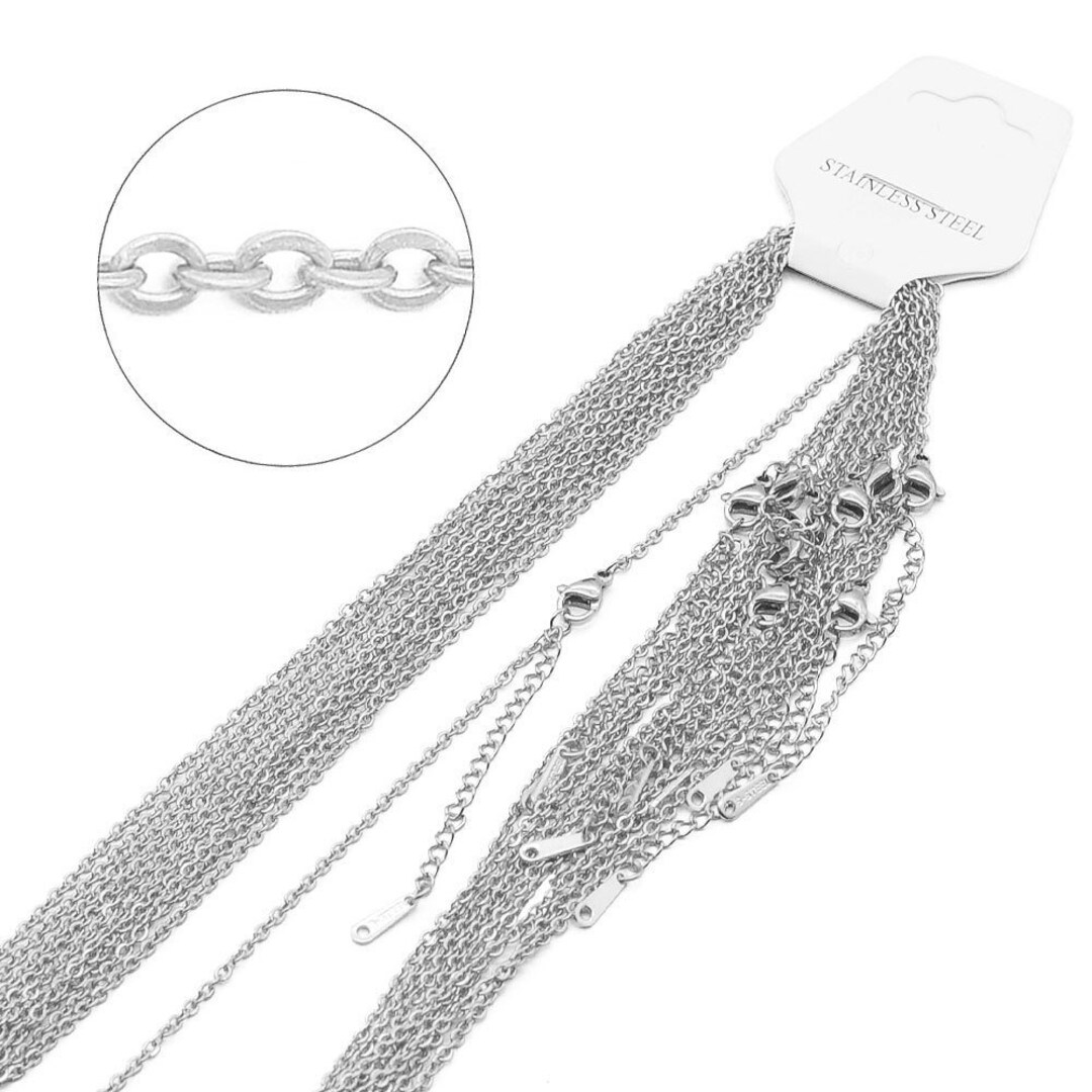 10pack Flat Link Rolo Chains With Extention Tarnish Free Cable Chain ...