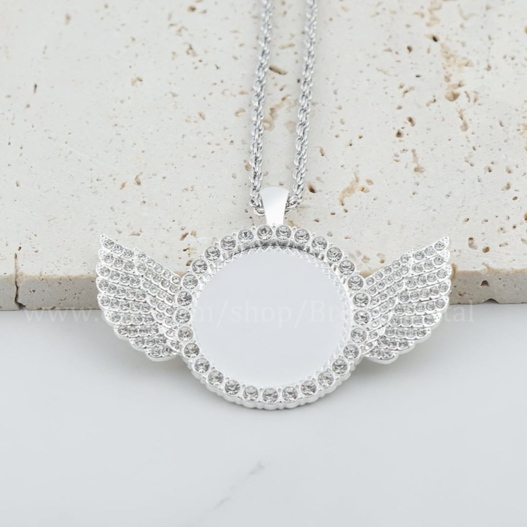 2pack Sublimation Wing Photo Charms Necklace - Angel Wing Pendant ...