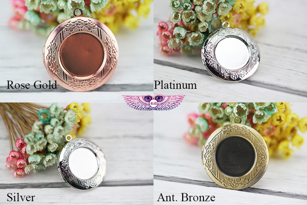 Kits - Photo Locket Blanks 20mm - Brass Vintage Locket Cameo Settings ...