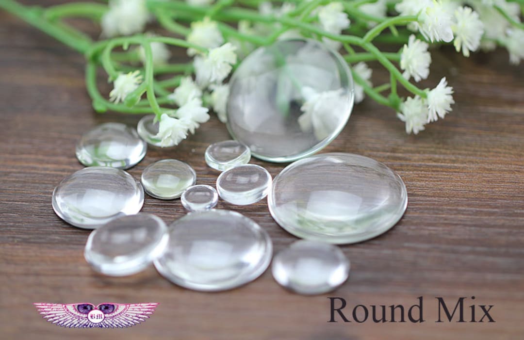 Clear Glass Cabochon Round - Quality Glass Dome - High Clear Flat Back ...