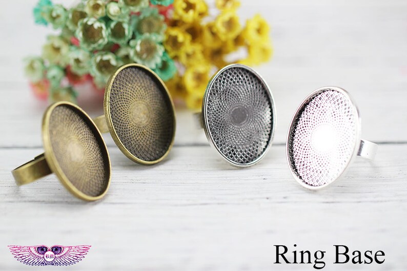 Adjustable Ring Base 18x25mm Cabochon Ring Blank Glass | Etsy