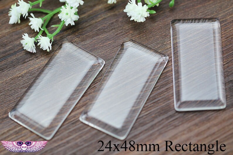 24x48mm Rectangle Glass Tile Rectangle Clear Cabochon Flat - Etsy