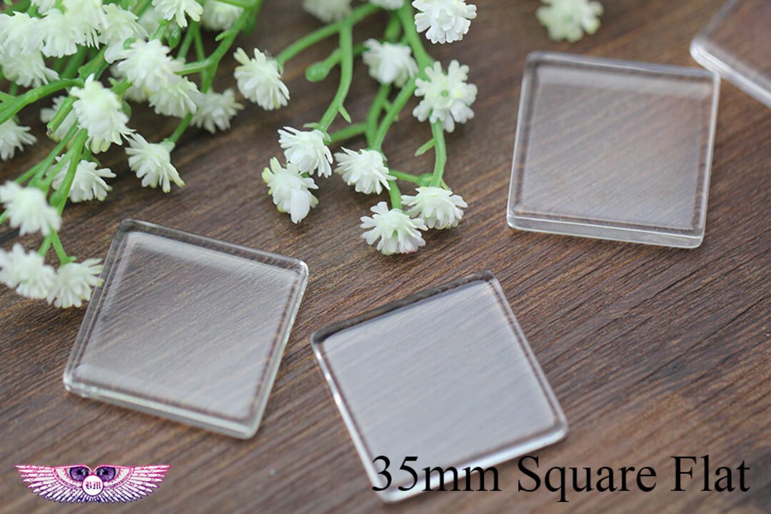 Flat Square Glass Cabochons- 35mm - Square Glass Cabochons Blank Photo ...
