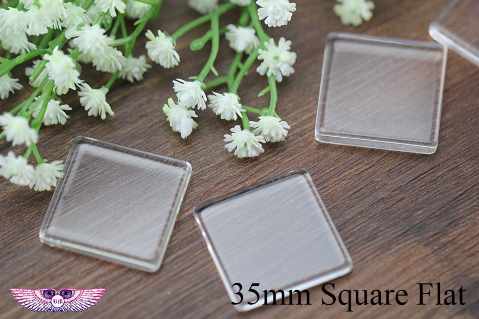 Flat Square Glass Cabochons- 35mm - Square Glass Cabochons Blank Photo ...