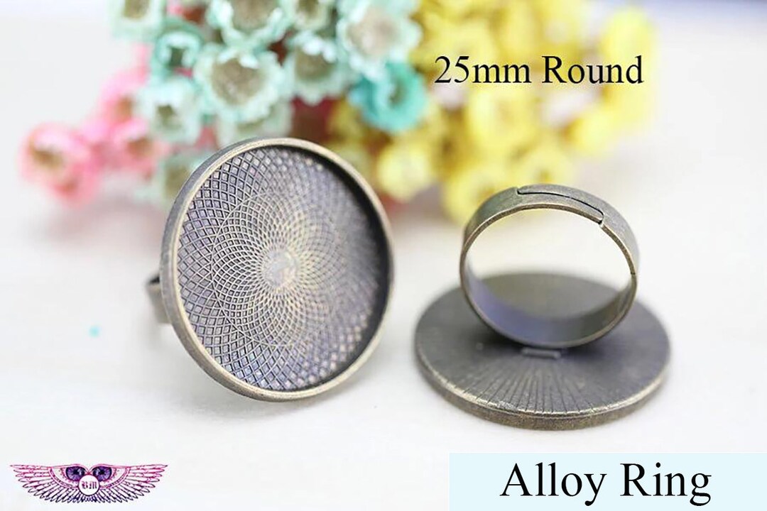 25mm 1inch Ant Bronze Ring Base - Adjustable Blank Bezel Tray - Rings ...
