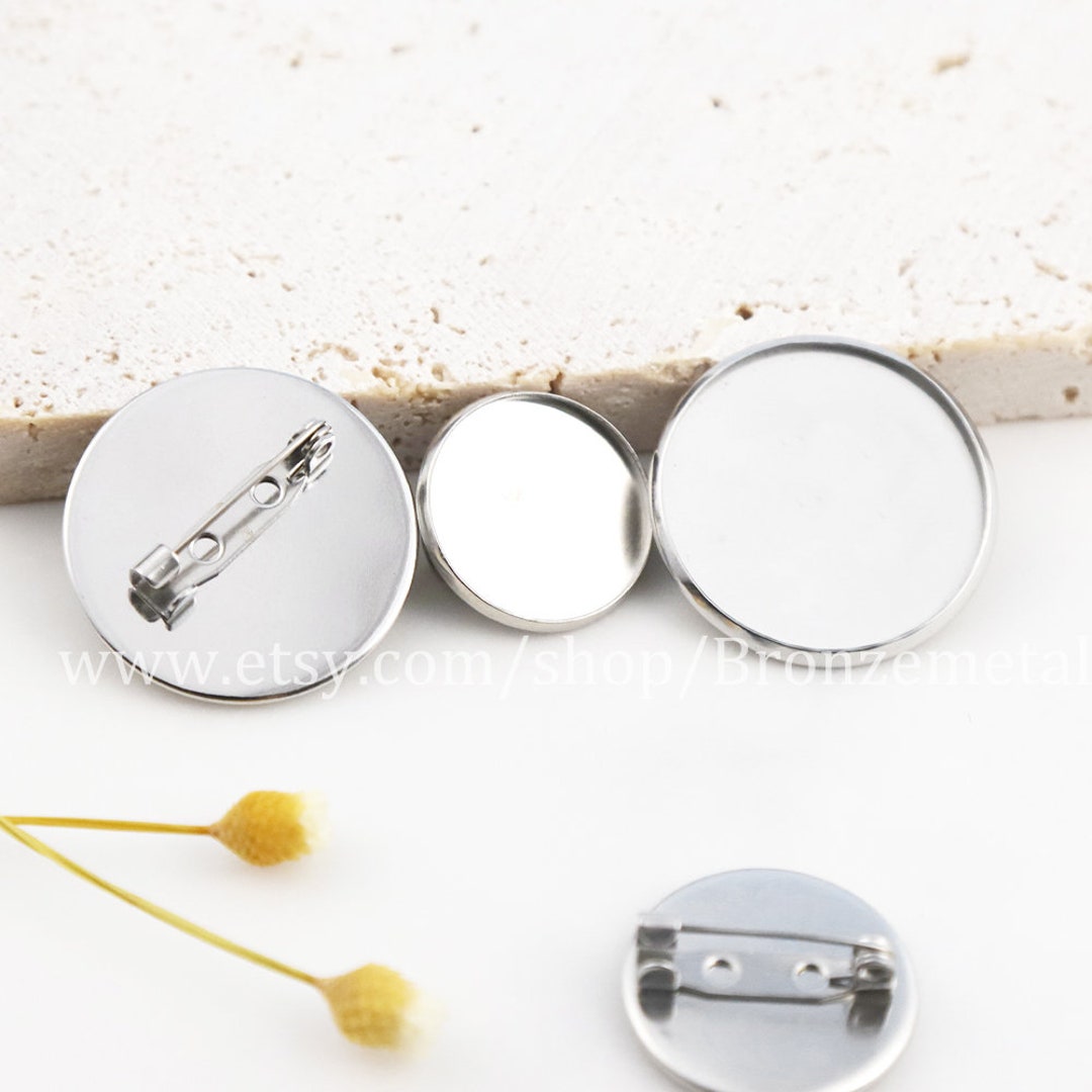 Brooch Setting -stainless Steel Bezel Blanks - Bezel Label Pin Blanks ...