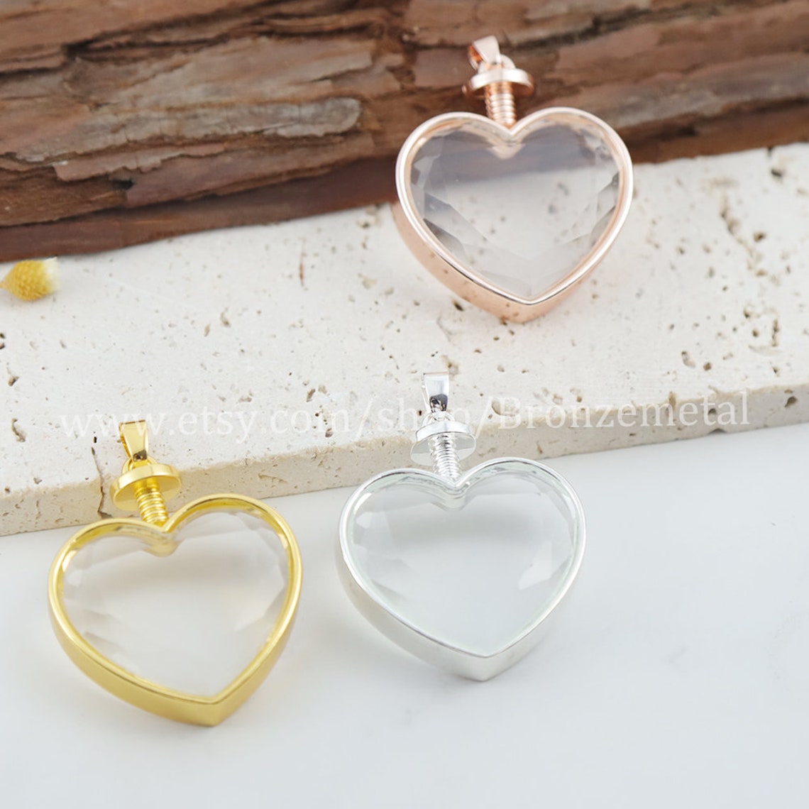 Deep Fillable Glass Locket - Double Sided Case Locket for Birthstones ...
