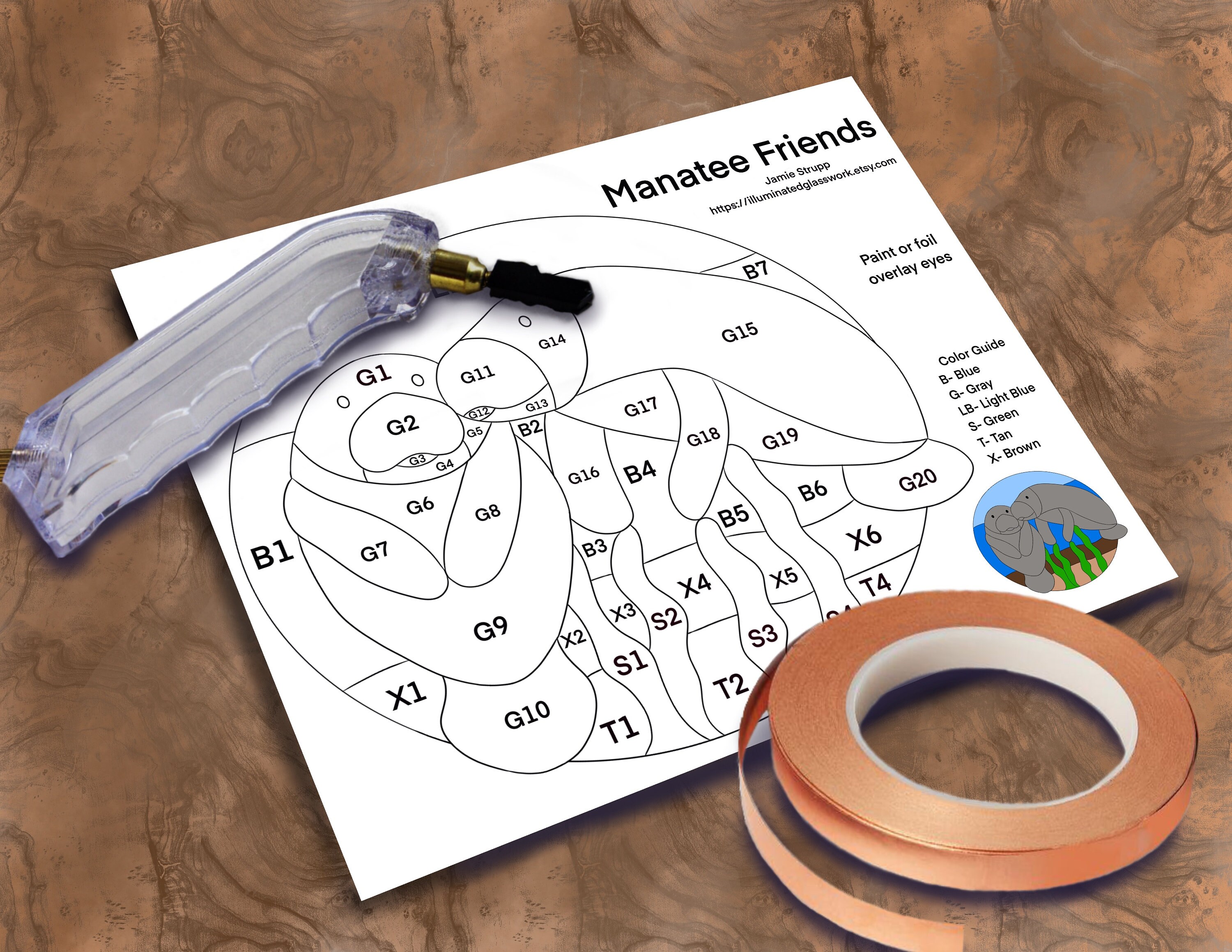 Manatee Friends Stained Glass PATTERN ONLY - Etsy