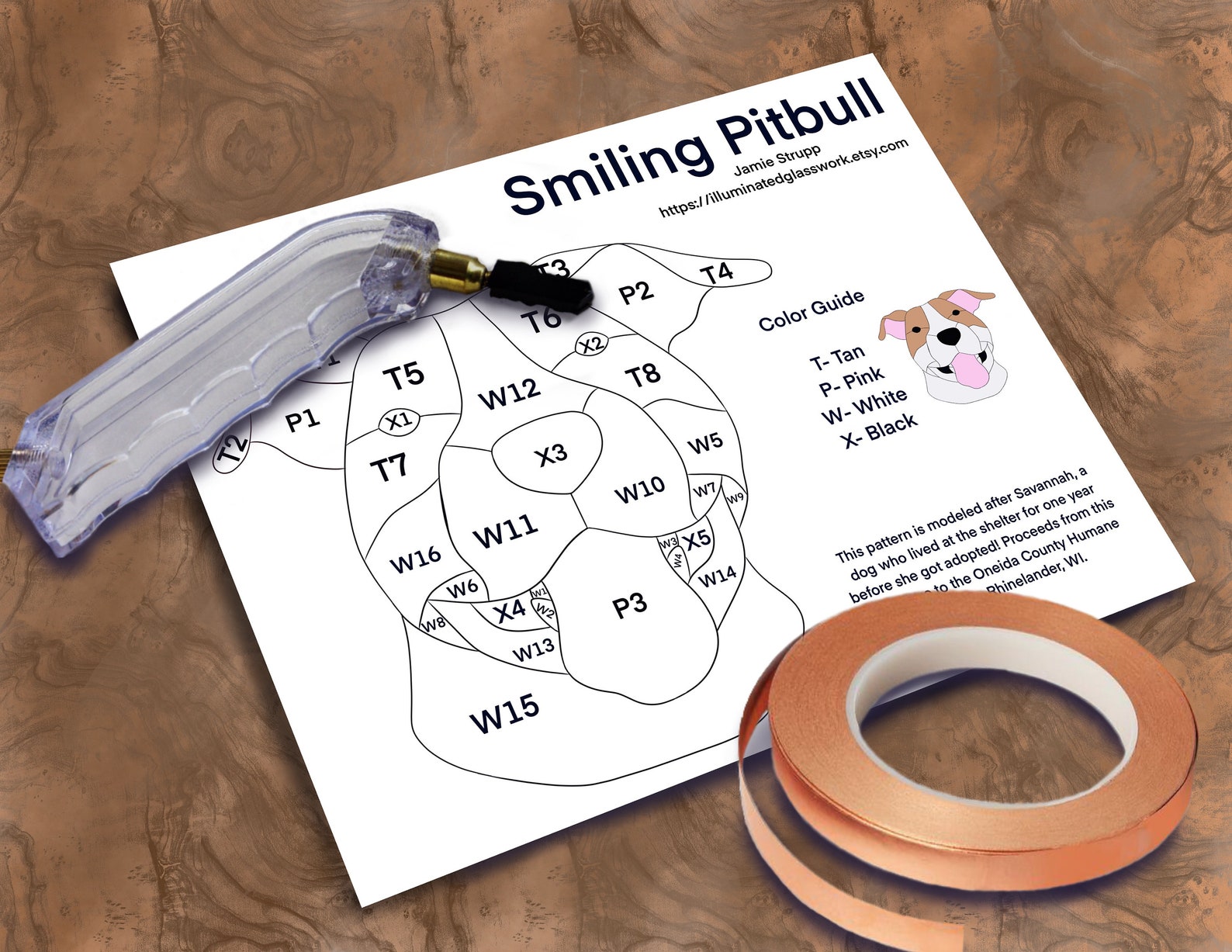 Smiling Pitbull Stained Glass *PATTERN ONLY* - Etsy