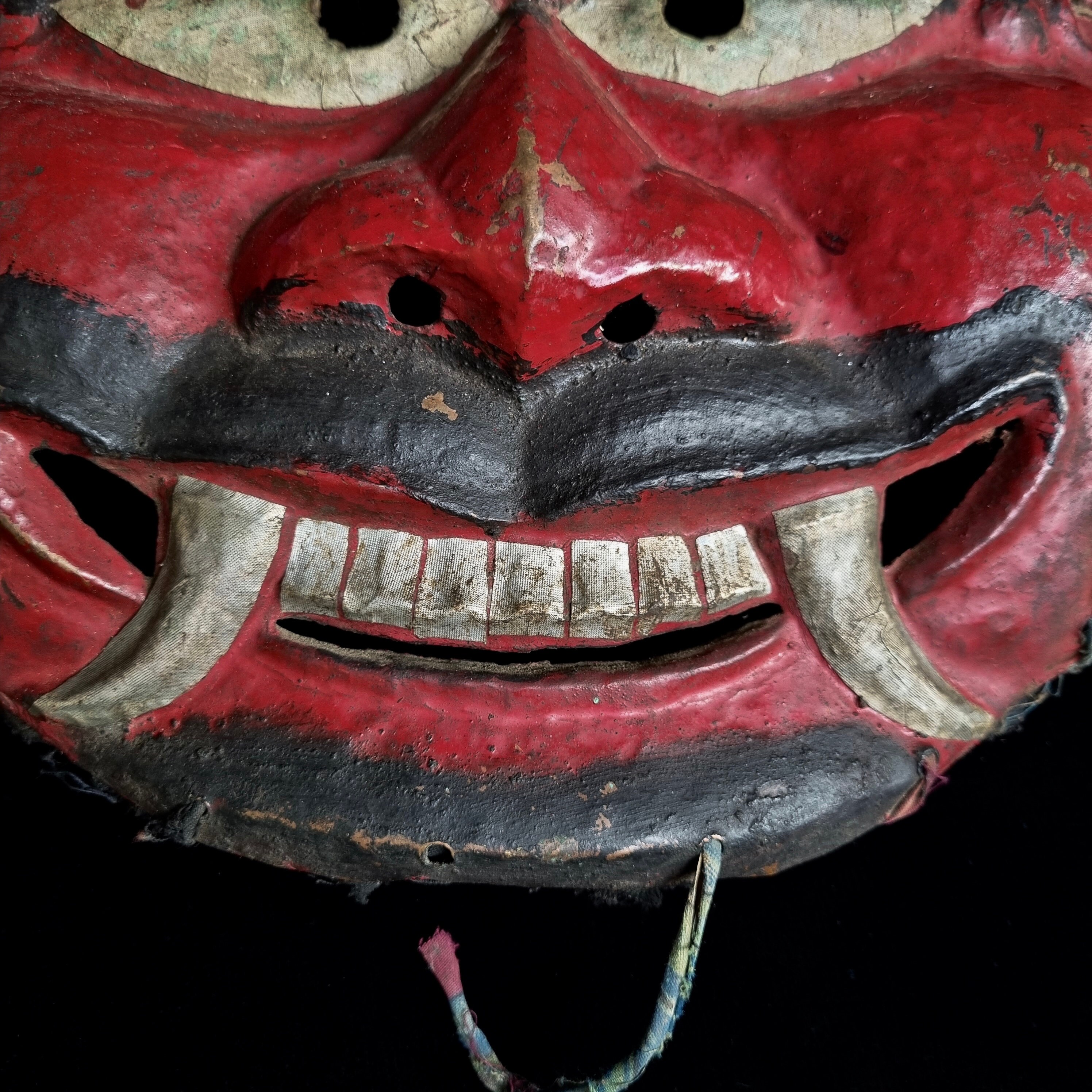 Copper Lakhe Demon Mask Nepal Red Rakshasa Masque 12" Tribal Tibetan ...