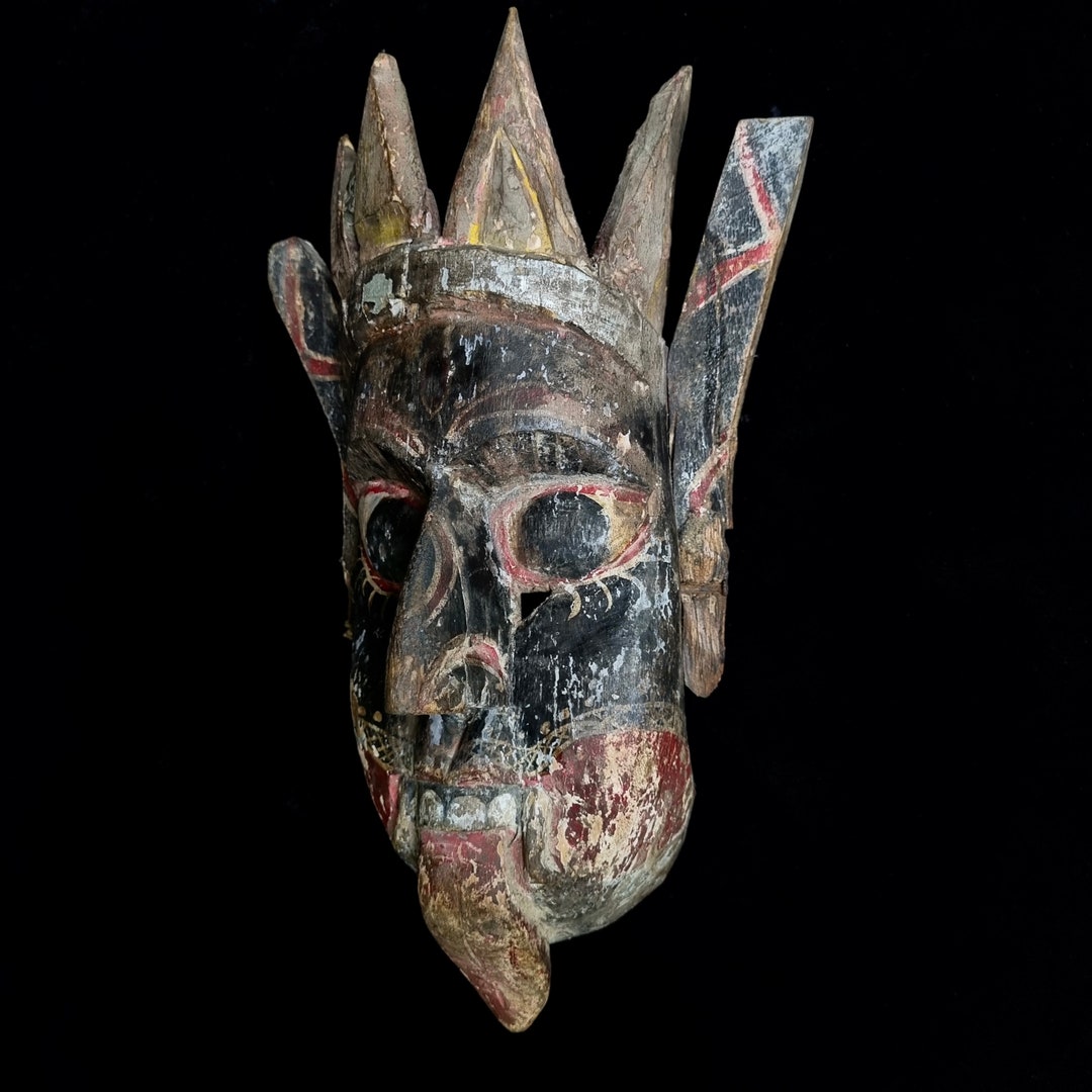 Rare Nepal Wood Kali Durga Mask Shamanic Carved Wooden Masque 13 ...