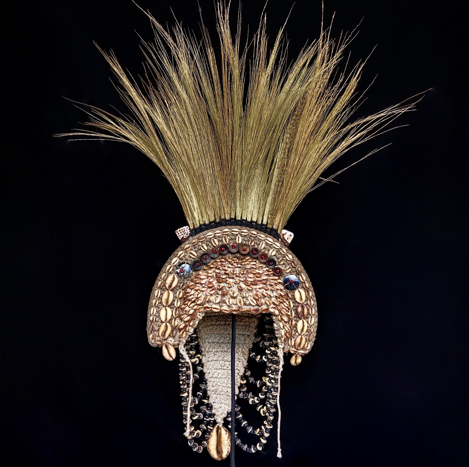 Asmat Warrior Headdress – Cowrie Shell Beaded Tribal Crown Fine Art ...