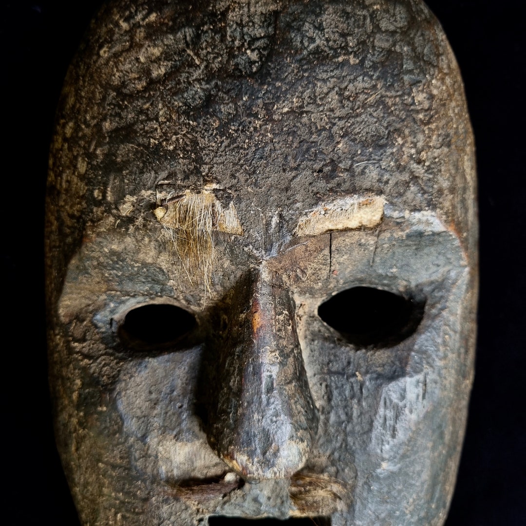 Museum Worthytibetan Shaman Mask Encrusted Patina Rare Shamanic Wood ...
