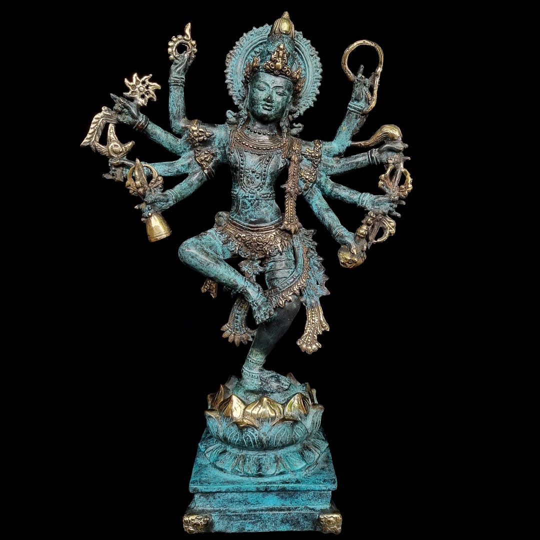 Large Vishnu Nataraja Bronze Statue 19" Hindu Idol Sculpture Greenish ...