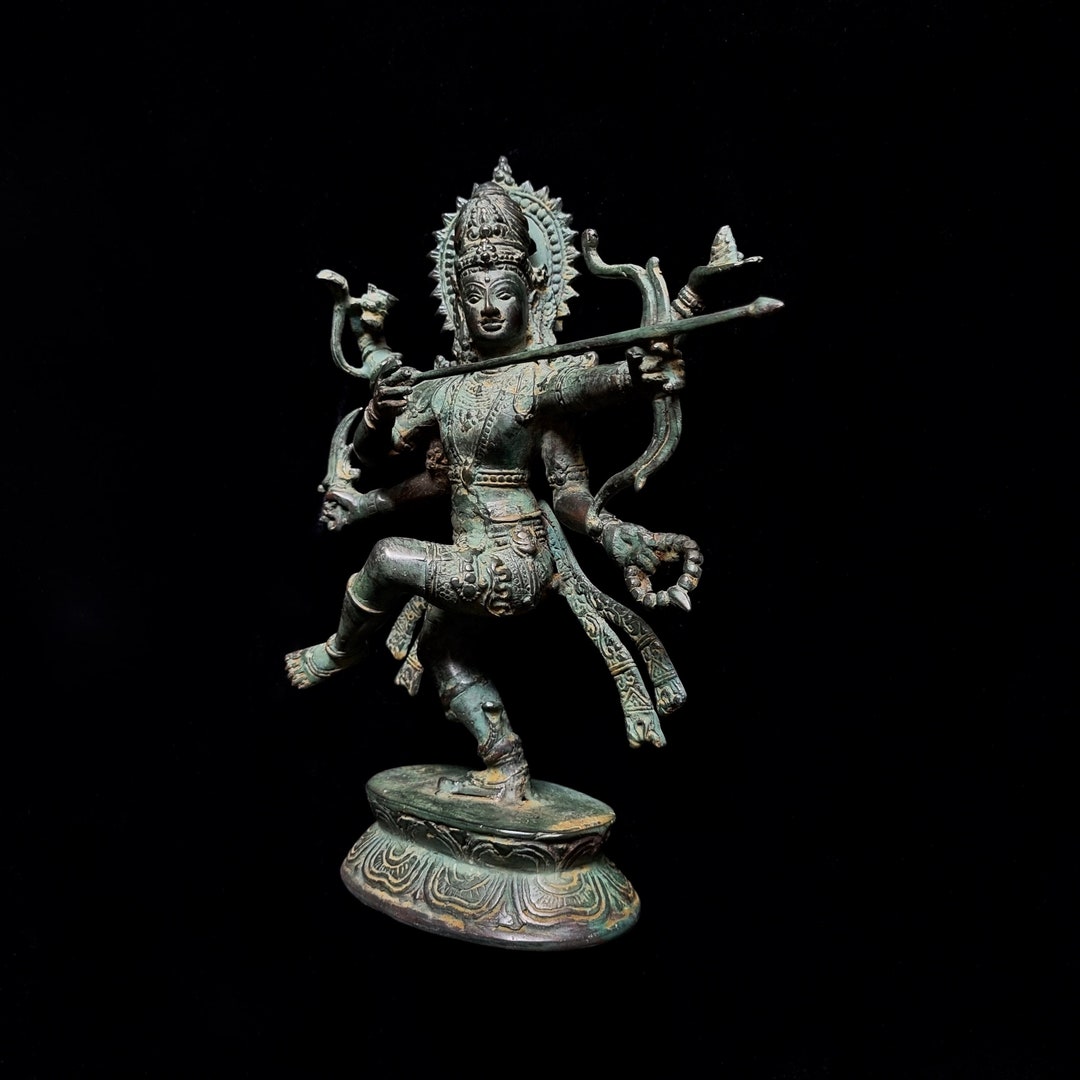 Arjuna Archer Bronze Statue, Mahabarata Hindu Idol Home Decor 9" Brass ...