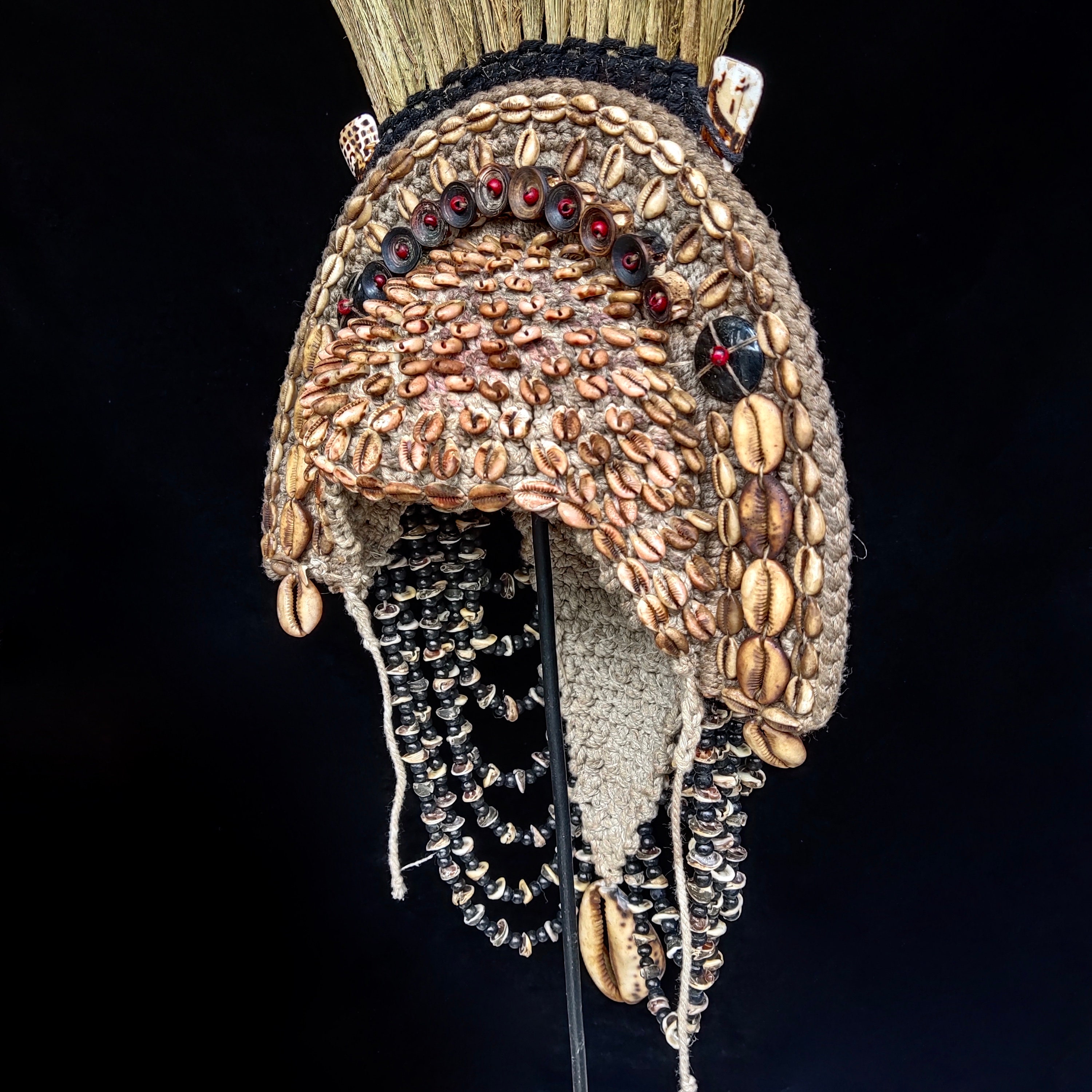 Asmat Warrior Headdress – Cowrie Shell Beaded Tribal Crown Fine Art ...