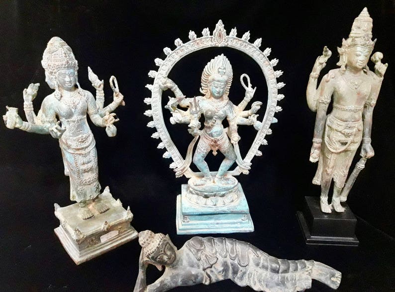 Kali Goddess Multi Hand Durga Bronze Brass Statue Hindu Stands - Etsy