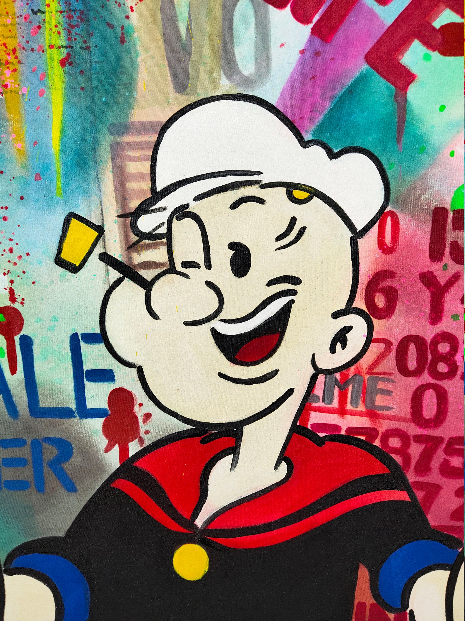 Colorful Popeye Pop Art Hand Painted Original Painting Wall Art Home ...