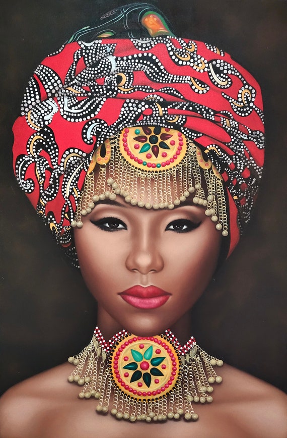 Large African Women Portrait Painting Original on Canvas - Etsy