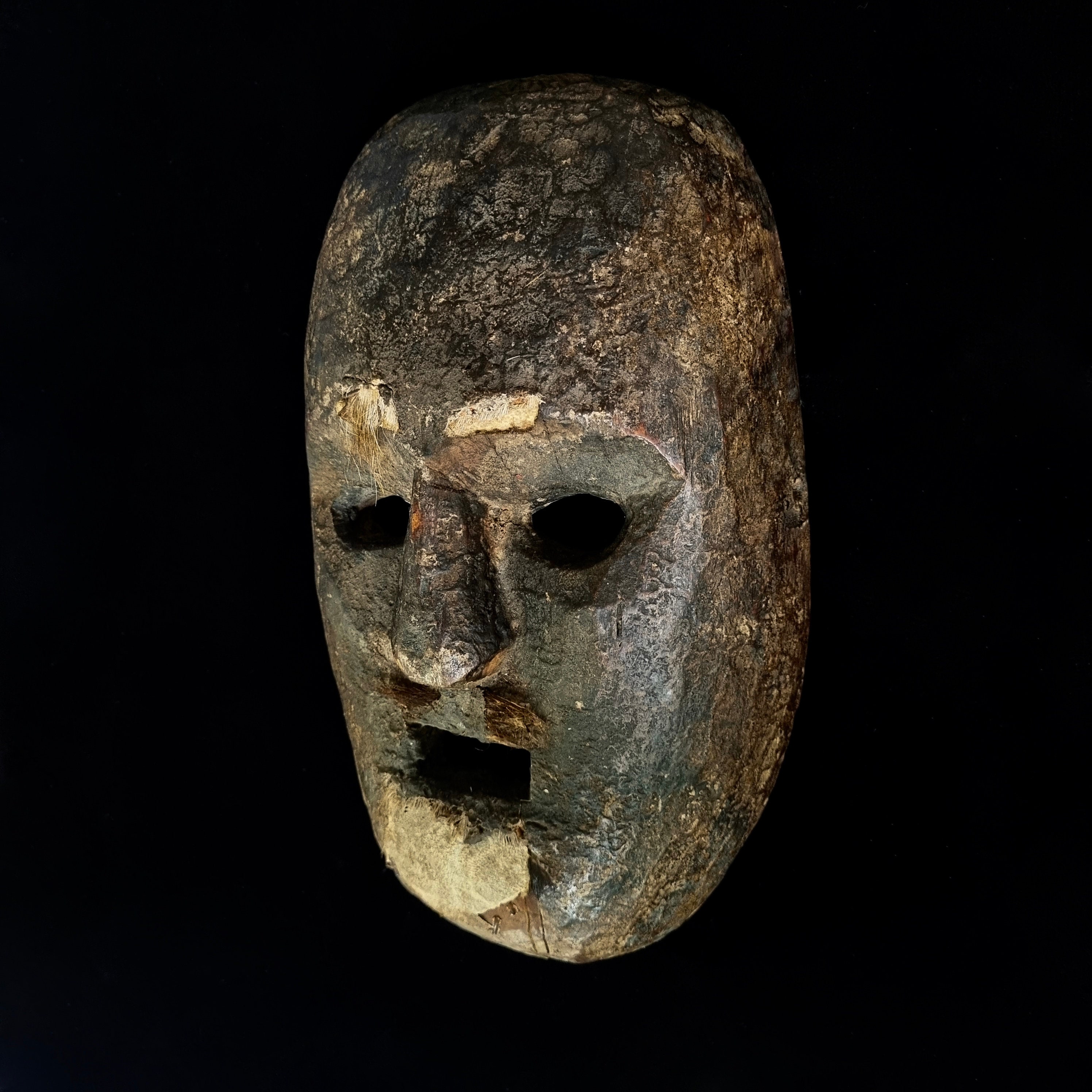 Museum Worthytibetan Shaman Mask Encrusted Patina Rare Shamanic Wood ...