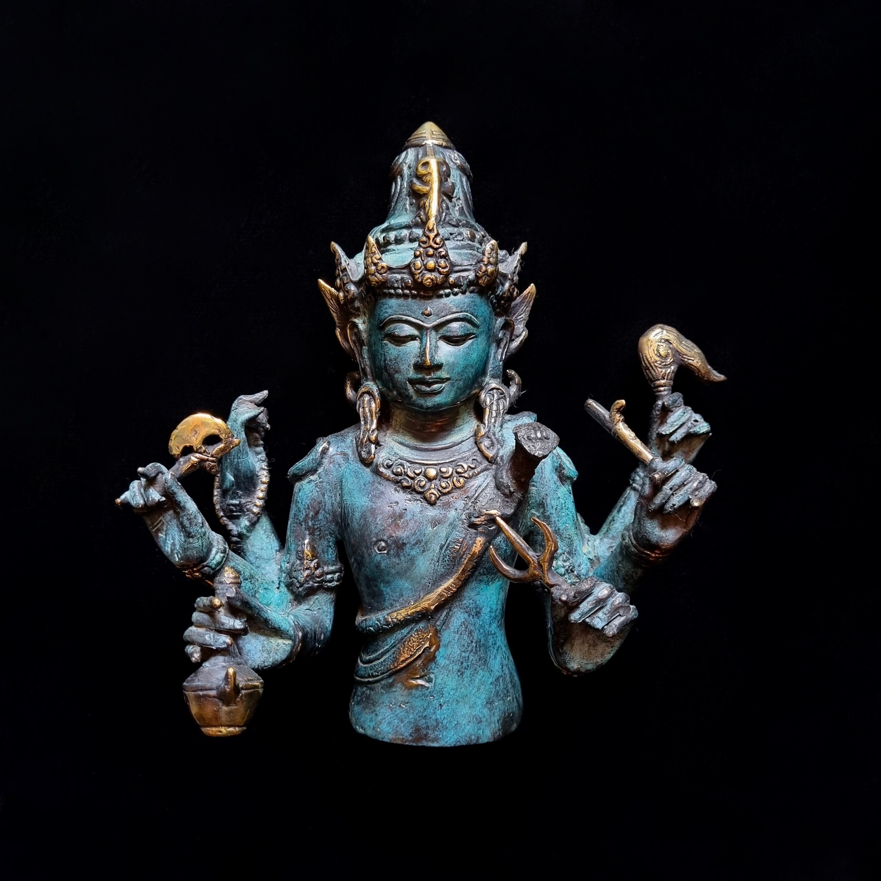 Lord Shiva Bronze Hindu Statue for Altar, Brass God Sculpture 8.25 ...